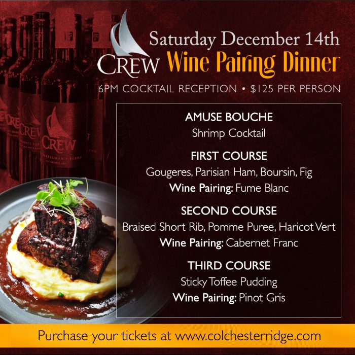 Events from November 23 – December 28 – Colchester Ridge Estate Winery